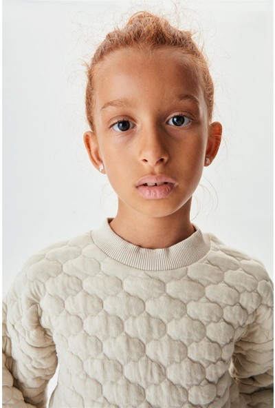 B&G Store Kız Çocuk Ekru S-Shirt 21FW0TJ4421