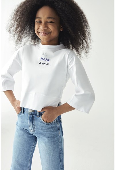 B&G Store Kız Çocuk Beyaz S-Shirt 21PFWTJ4429