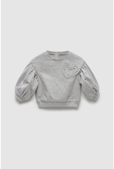 B&G Store Kız Bebek Gri Melanj S-Shirt 21PFWBG2401