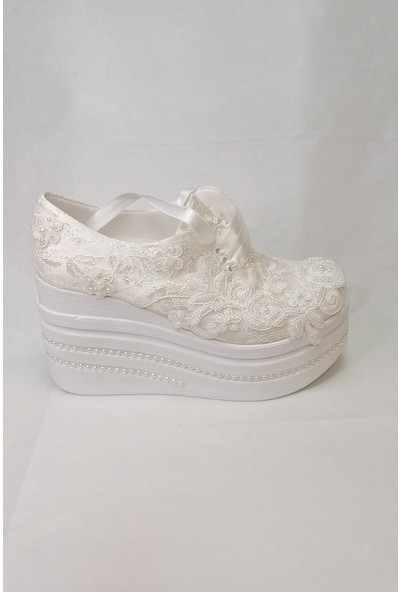 Berush Bride 601 Serisi Dolgu Topuk Fransız Dantelli Gelinlik Ayakkabısı Berush Bride 601 Serisi Dolgu Topuk Fransız Dantelli Gelinlik Ayakkabısı