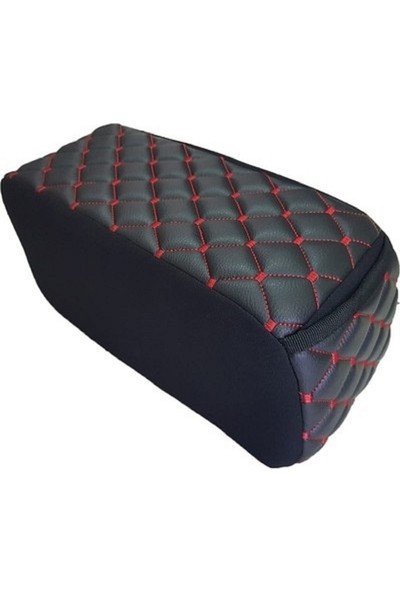 Tegin Seat Leon 5f 2013 ve Sonrası Hatchback Kolçak Kol Dayama Siyah Deri Kırmızı Desen