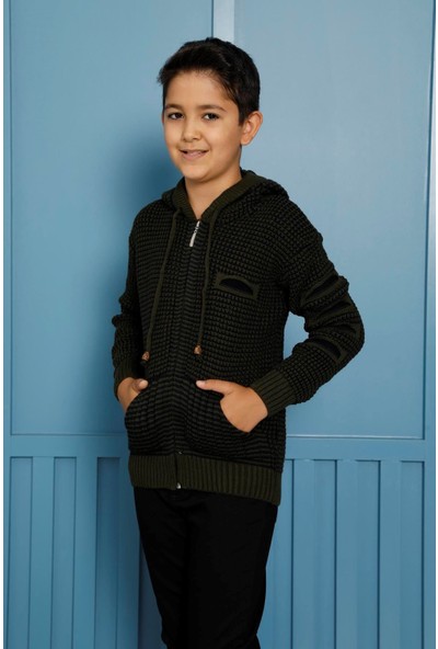 Aymeravm Kapşonlu Erkek Çocuk Triko Hırka