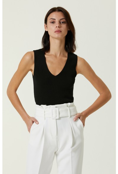 Network Slim Fit Siyah Kolsuz Kazak