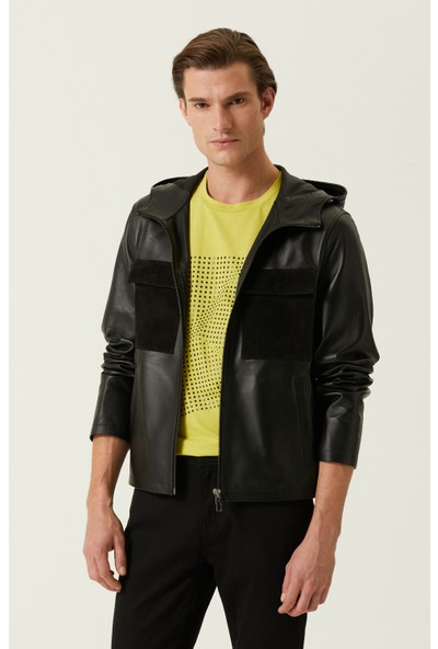 Network Slim Fit Siyah Deri Mont