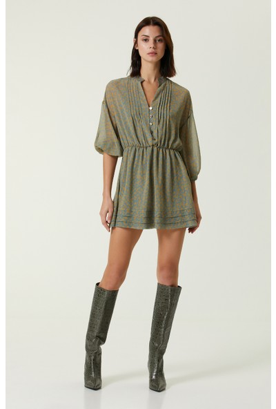 Network Regular Fit Mint Jakarlı Mini Elbise