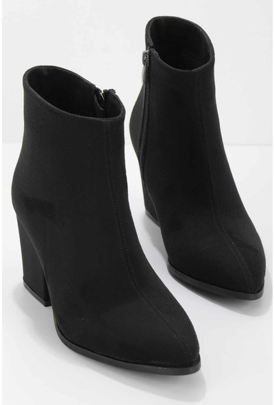 Bambi Siyah Süet Kadın Bot & Bootie K02718130302