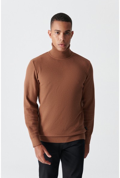 Avva Erkek Kamel Balıkçı Yaka Jakarlı Kazak A12Y5043 Avva Erkek Kamel Balıkçı Yaka Jakarlı Kazak A12Y5043