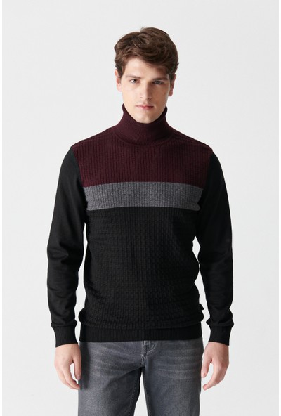 Avva Erkek Siyah Balıkçı Yaka Jakarlı Kazak A12Y5045 Avva Erkek Siyah Balıkçı Yaka Jakarlı Kazak A12Y5045