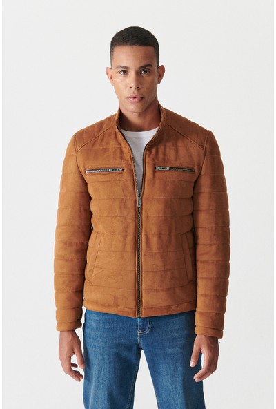 Avva Erkek Kamel Dik Yaka Yandan Cepli Kapitone Süet Mont A12Y6048 Avva Erkek Kamel Dik Yaka Yandan Cepli Kapitone Süet Mont A12Y6048