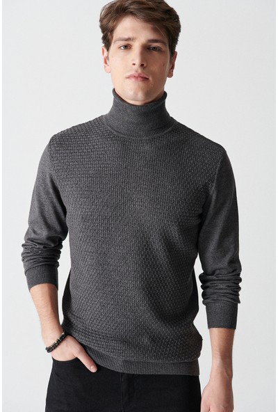 Avva Erkek Antrasit Balıkçı Yaka Jakarlı Kazak A12Y5047 Avva Erkek Antrasit Balıkçı Yaka Jakarlı Kazak A12Y5047