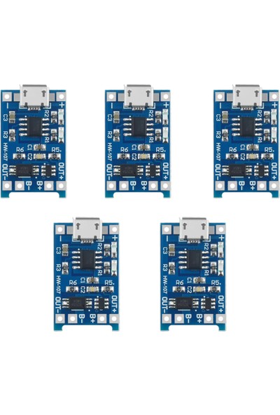 UniChrome Zauss 5 Adet TP4056 18650 Micro USB Korumalı Lityum Pil Şarj Devresi UniChrome Zauss 5 Adet TP4056 18650 Micro USB Korumalı Lityum Pil Şarj Devresi