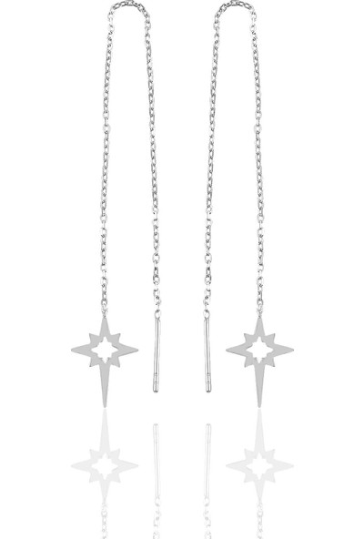 Söğütlü Silver Gümüş Kutup Yıldızı Gümüş Zincir Küpe Söğütlü Silver Gümüş Kutup Yıldızı Gümüş Zincir Küpe