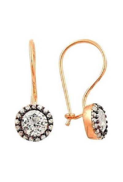 Söğütlü Silver Gümüş Elmas Montürlü Çengelli Küpe