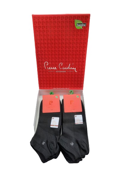 Pierre Cardin Kutulu 12 Çift Siyah Renk Bambu Erkek Patik Çorap Koku Yapmaz Terletmez