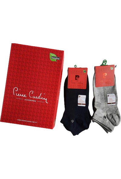 Pierre Cardin Kutulu 12 Çift Karışık Renk Bambu Erkek Patik Çorap Koku Yapmaz Terletmez