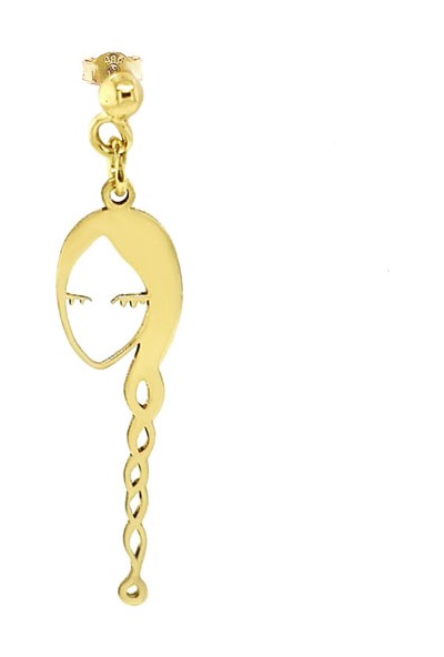 Engingold 14 Ayar Altın Örgü Saçlı Kız Küpe