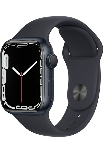 Apple Watch Seri 7 Gps, 41MM Siyah Alüminyum Kasa ve Siyah Spor Kordon - Regular MKMX3TU/A