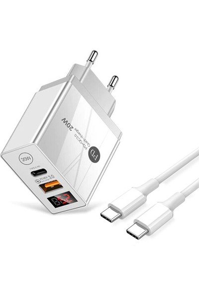 Zuidid 20W Pd + USB Hızlı Şarj LED Göstergeli + 3 A 18 W Hızlı Şarj Kablosu - Pd Zuidid 20W Pd + USB Hızlı Şarj LED Göstergeli + 3 A 18 W Hızlı Şarj Kablosu - Pd