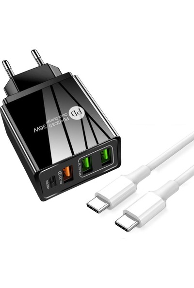 Zuidid Hızlı Şarj PD20W + Qc3.0 USB + 2.4A Çift USB Çoklu Şarj + 3 A Hızlı Şarj Kablosu - Pd Zuidid Hızlı Şarj PD20W + Qc3.0 USB + 2.4A Çift USB Çoklu Şarj + 3 A Hızlı Şarj Kablosu - Pd