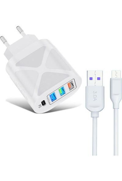 Zuidid Hızlı Şarj PD20W + 2.4A 3 USB Çoklu Şarj + 3 A Hızlı Şarj Kablosu - Micro USB Zuidid Hızlı Şarj PD20W + 2.4A 3 USB Çoklu Şarj + 3 A Hızlı Şarj Kablosu - Micro USB