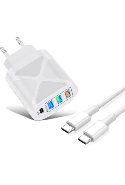 Zuidid Hızlı Şarj PD20W + 2.4A 3 USB Çoklu Şarj + 3 A Hızlı Şarj Kablosu - Pd Zuidid Hızlı Şarj PD20W + 2.4A 3 USB Çoklu Şarj + 3 A Hızlı Şarj Kablosu - Pd