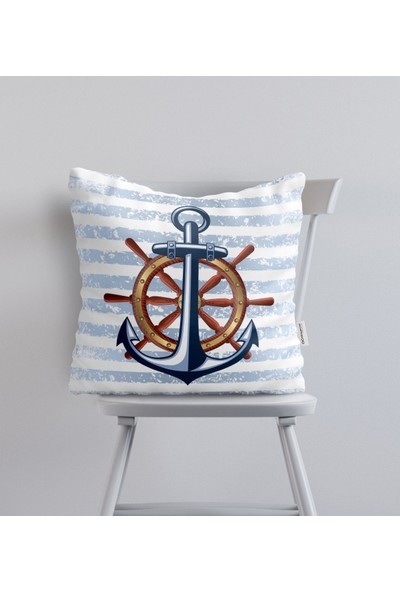 Bk Gift Çapa ve Dümen Tasarımlı Yastık-1 Bk Gift Çapa ve Dümen Tasarımlı Yastık-1