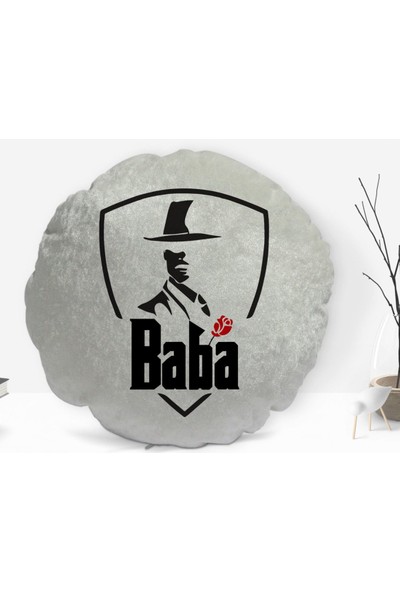 Bk Gift Baba Godfather Tasarımlı Yuvarlak Dekoratif Kırlent Yastık-15 Bk Gift Baba Godfather Tasarımlı Yuvarlak Dekoratif Kırlent Yastık-15