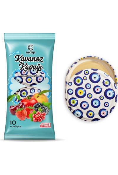 MCAP Desenli Konserve Kavanoz Kapağı - 10 Adet (Standart Boy - 82 Mm) MCAP Desenli Konserve Kavanoz Kapağı - 10 Adet (Standart Boy - 82 Mm)