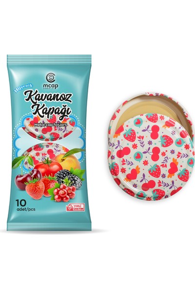 MCAP Desenli Konserve Kavanoz Kapağı - 10 Adet (Standart Boy - 82 Mm) MCAP Desenli Konserve Kavanoz Kapağı - 10 Adet (Standart Boy - 82 Mm)