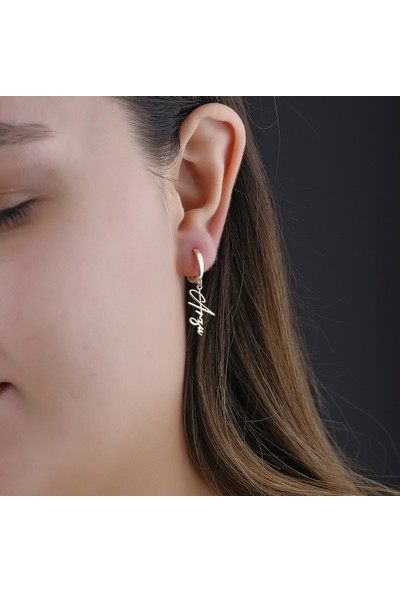 Gibongi Silver Isimli Küpe, Sallantılı Isimli Küpe, 925 Ayar Gümüş Kişiye Özel Isimli Küpe