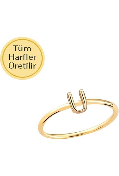 14 Ayar Altın Ü Harfli Yüzük