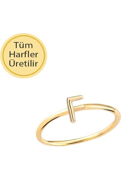 Engingold 14 Ayar Altın F Harfli Yüzük