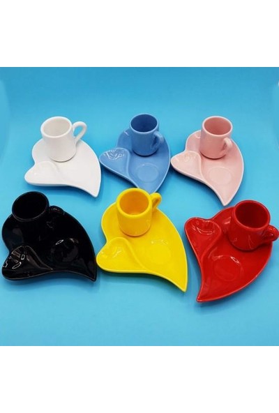 İtc Store 1 Adet Kalpli Sunum Tabaklı Kahve Fincanı