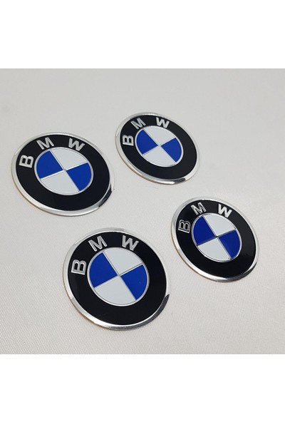 Yed Jant Göbeği Arma Bmw Alüminyum Yapıştırma 60 mm Mavi 4'lü Set