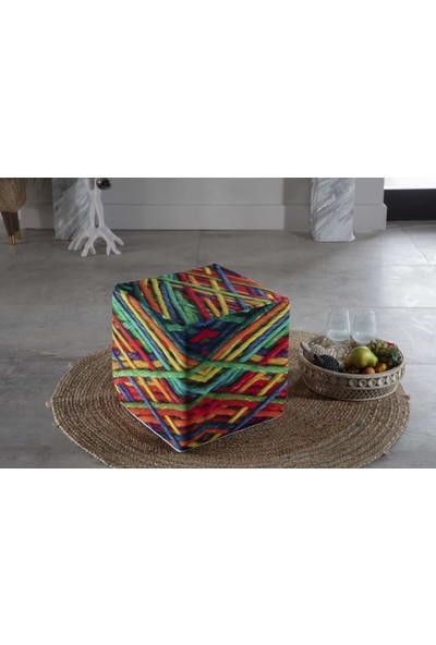 Dessen Colors Küp Puf Renkli Ip Desen Kırmızı Dessen Colors Küp Puf Renkli Ip Desen Kırmızı