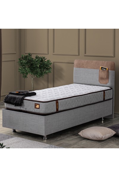 Genç Baza Seti Flora Baza + Başlık + Ortho Soft Yatak Seti Kahve
