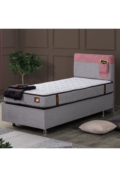 Genç Baza Seti Flora Baza + Başlık + Ortho Soft Yatak Seti Pembe