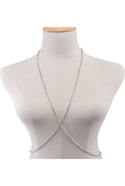 Huban Kristal Taşlı Stylish Çapraz Vücut Zinciri, Vücut Aksesuarı - Silver Huban Kristal Taşlı Stylish Çapraz Vücut Zinciri, Vücut Aksesuarı - Silver