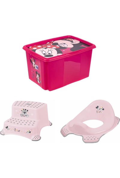 Keeeper Minnie Mouse Lisanslı Klozet Daraltıcı + Yükseltici + Saklama Kutusu Seti Keeeper Minnie Mouse Lisanslı Klozet Daraltıcı + Yükseltici + Saklama Kutusu Seti