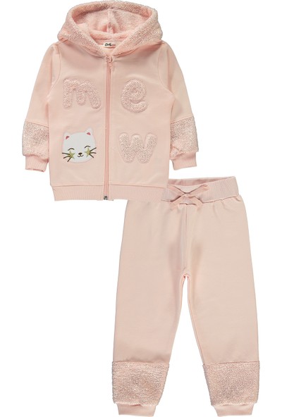Civil Girls Kız Çocuk Kapüşonlu Eşofman Takımı 2-5 Yaş Pudra