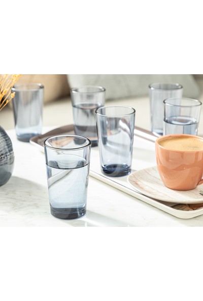 English Home Petunia Cam 6'lı Kahve Yanı Su Bardağı 100 ml Lacivert