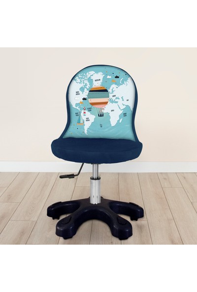 Popcorn Kids World Map Erkek Çalışma Sandalyesi (8-14 Yaş)