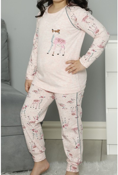Nicoletta Somon Kız Çocuk Uzun Kollıu Pijama Takımı Pamuklu Likralı