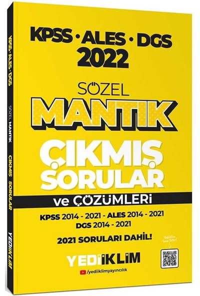 Yediiklim Yayınları KPSS 2022-ALES-DGS Sözel Mantık Çıkmış Sorular ve Çözümleri Yediiklim Yayınları KPSS 2022-ALES-DGS Sözel Mantık Çıkmış Sorular ve Çözümleri