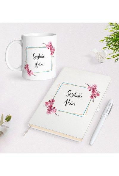 BK Kişiye Özel Isimli Beyaz Defter Kalem Kupa Seti-2 BK Kişiye Özel Isimli Beyaz Defter Kalem Kupa Seti-2