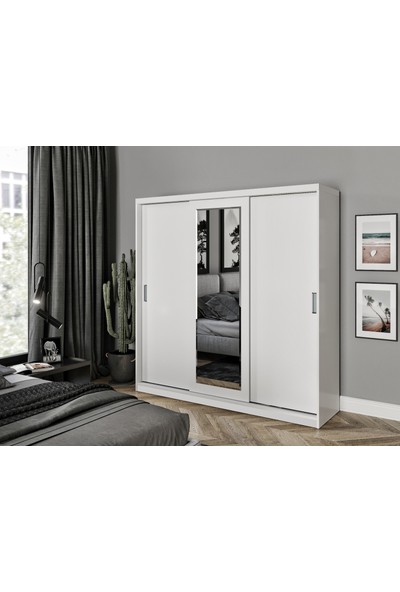 Kzn Home Samira 3 Kapılı Sürgülü Aynalı Gardrop Elbise Dolabı - Tamamı Mdf Kzn Home Samira 3 Kapılı Sürgülü Aynalı Gardrop Elbise Dolabı - Tamamı Mdf
