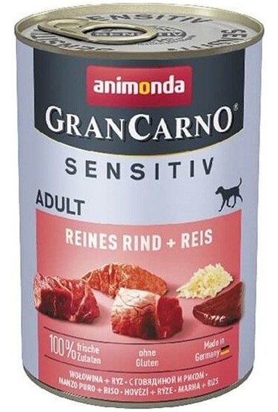 Animonda Gran Carno Sensitive Sığır Etli ve Pirinçli Yetişkin Köpek Konservesi 400 gr Animonda Gran Carno Sensitive Sığır Etli ve Pirinçli Yetişkin Köpek Konservesi 400 gr