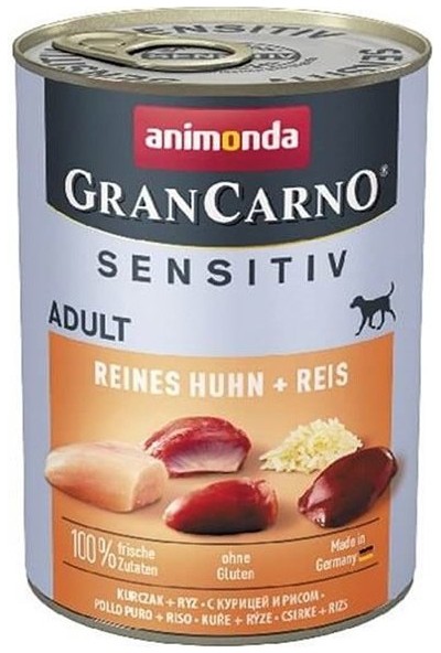 Animonda Gran Carno Sensitive Tavuklu ve Pirinçli Yetişkin Köpek Konservesi 400 gr Animonda Gran Carno Sensitive Tavuklu ve Pirinçli Yetişkin Köpek Konservesi 400 gr