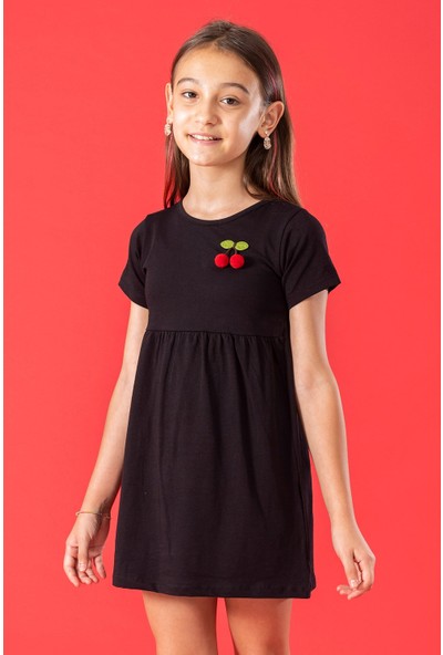 Zepkids Kız Çocuk Elbise Kiraz Aksesuarlı 6-9 Yaş