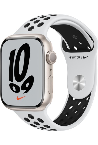 Apple Watch Nike Seri 7 Gps, 45MM Beyaz Alüminyum Kasa ve Beyaz Nike Spor Kordon - Regular MKNA3TU/A